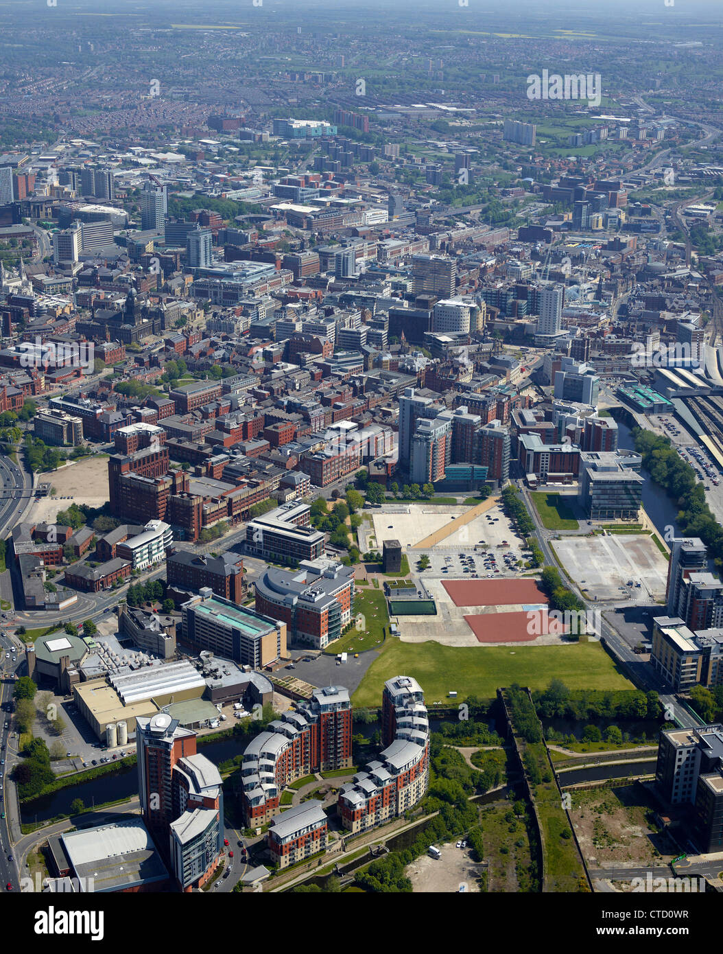 Leeds City Centre from the air, summer 2012. West Yorkshire, Northern ...