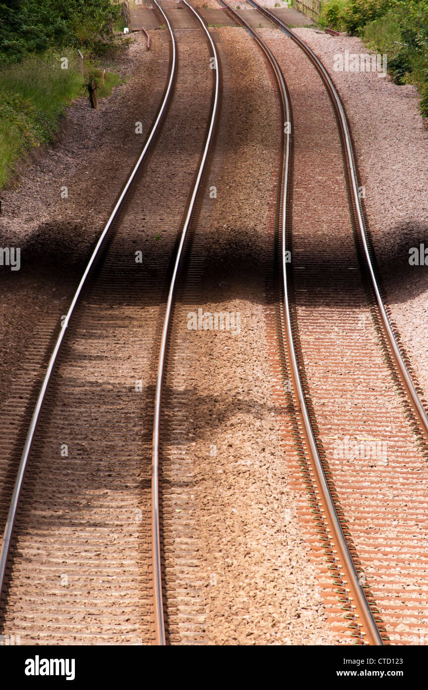 twin railway lines from above Stock Photo - Alamy
