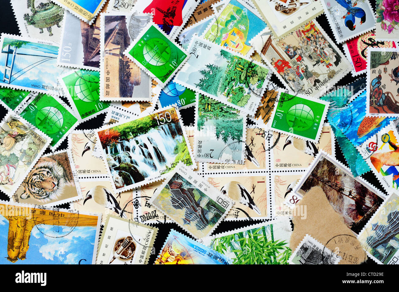 Collection of various used Chinese stamps Stock Photo - Alamy
