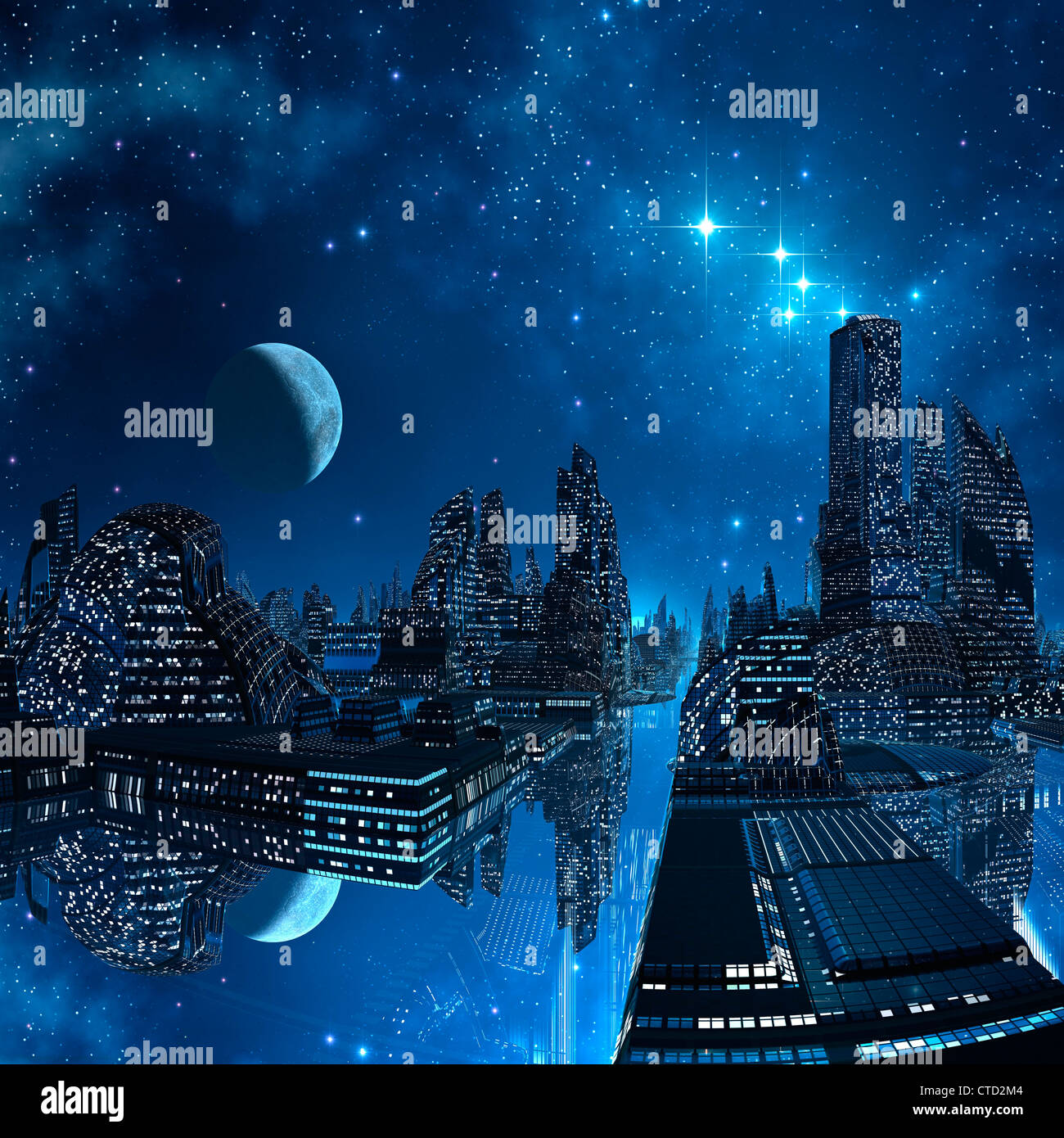 Alien city artwork Stock Photo - Alamy