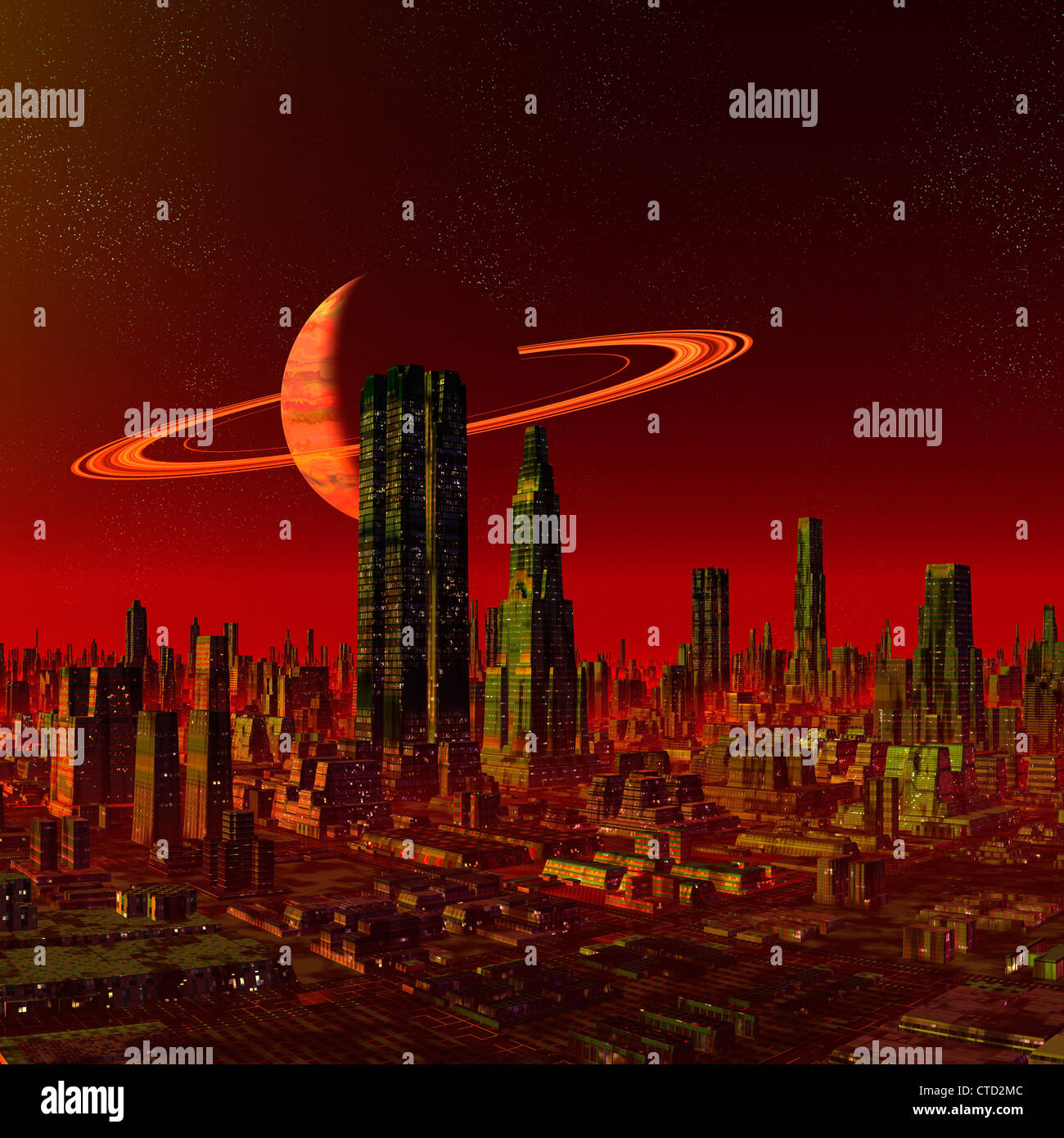 Alien city artwork Stock Photo - Alamy