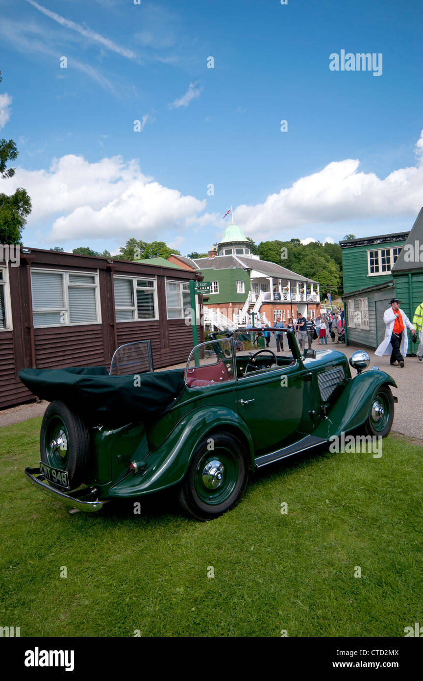 Veteran BMW car at the Bentley Drivers Day event at Brooklands museum ...