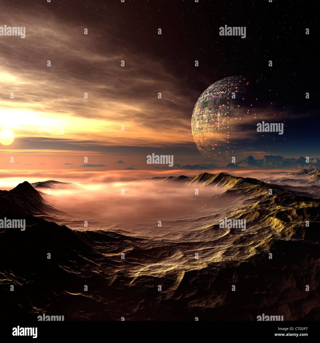 Alien planet artwork Stock Photo - Alamy