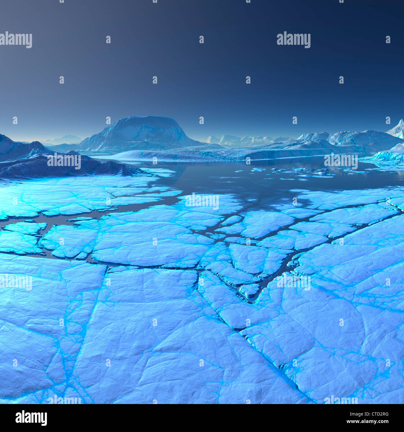 Icy alien planet artwork Stock Photo - Alamy