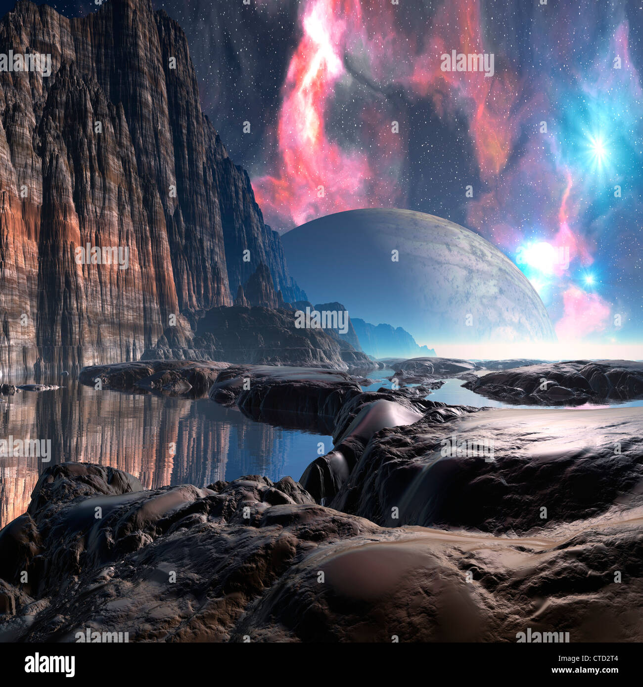Alien planet artwork Stock Photo - Alamy