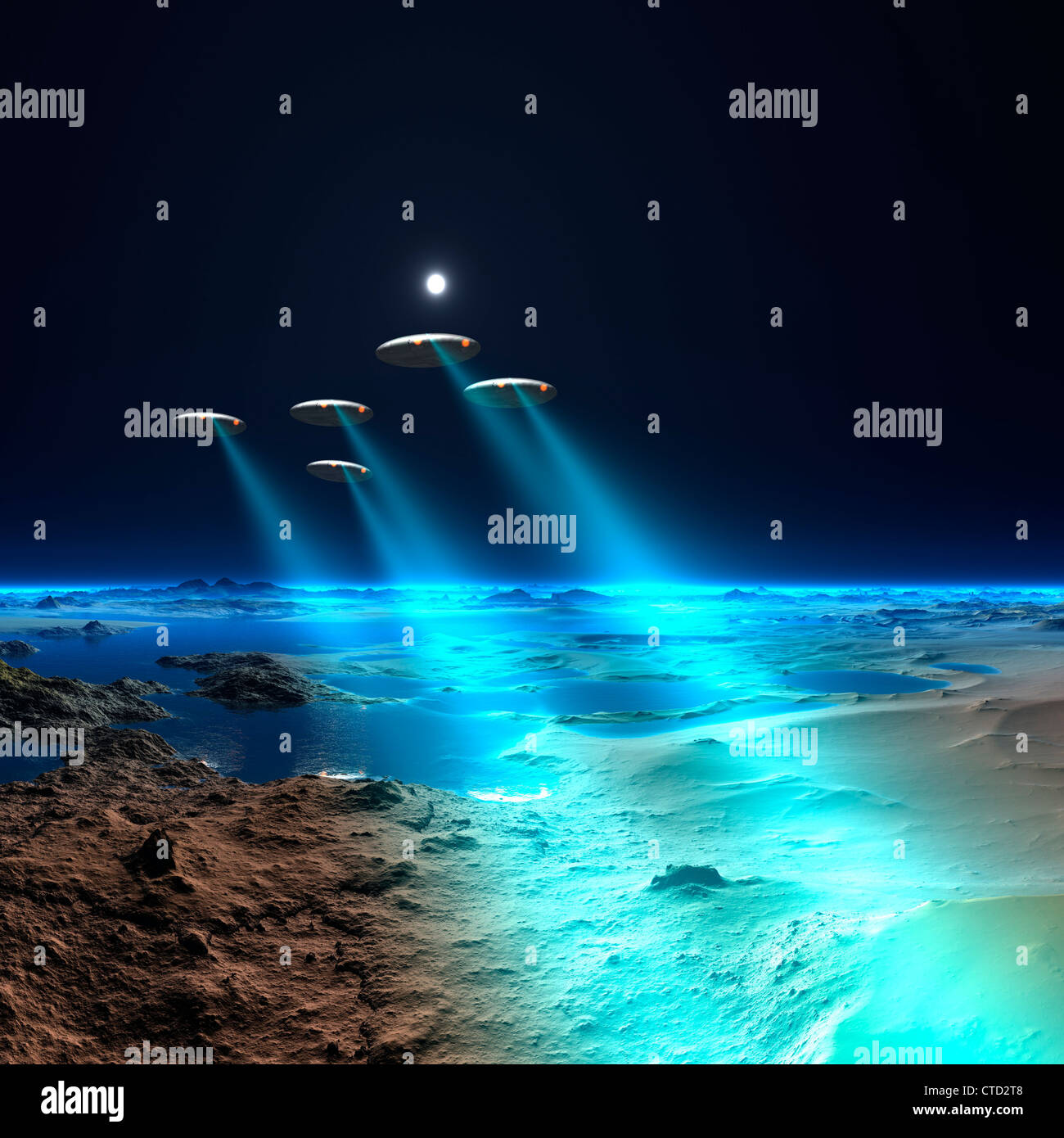 Ufos over an alien planet hi-res stock photography and images - Alamy