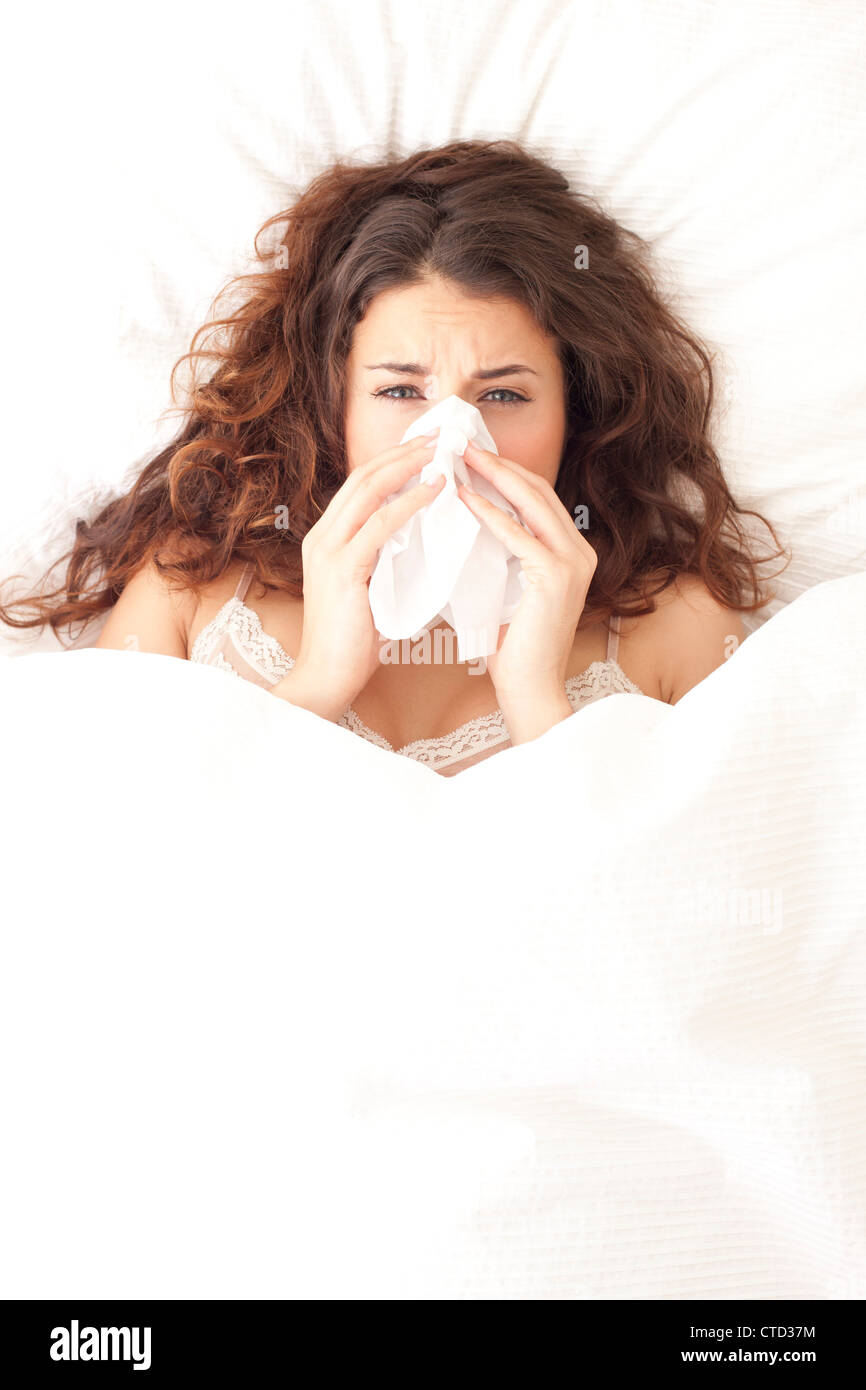 Woman with a cold Stock Photo - Alamy