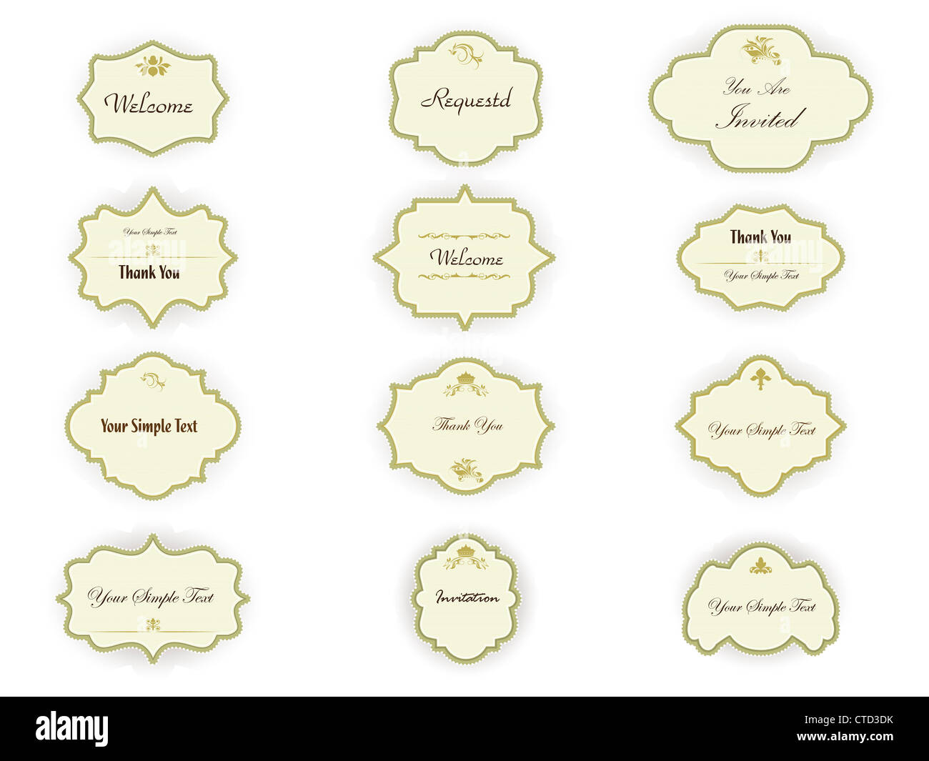 vintage frame set on white background Stock Photo - Alamy