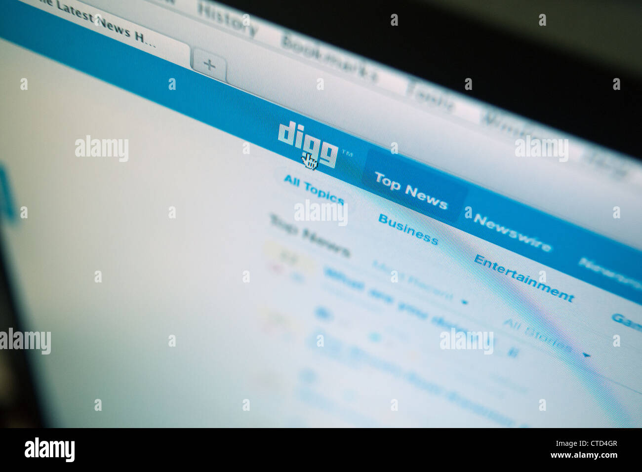 The website of Digg, one of the original social media sites Stock Photo ...