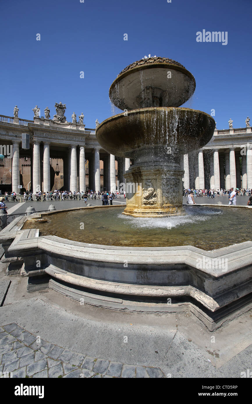 City of Vatican, Italy. Picturesque view of the northern fountain in ...