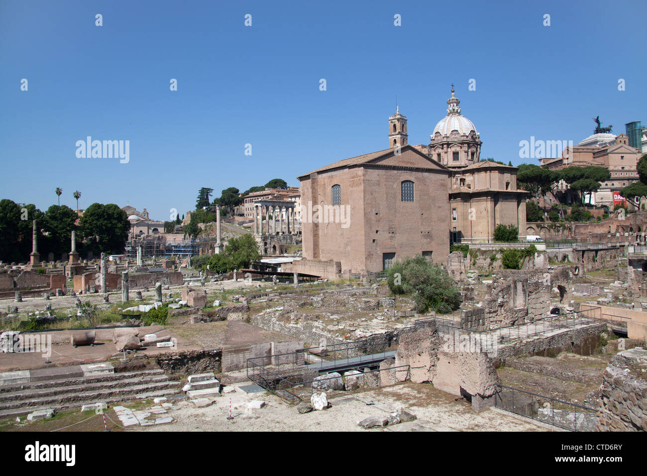City of Rome, Italy. The excavation site at Roman Forum with the Curia ...