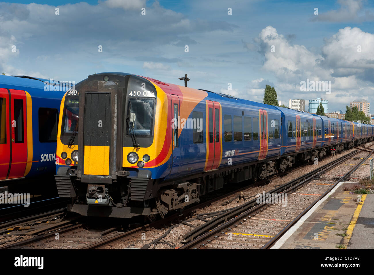 Class 450 passenger train in South West Trains livery, England Stock ...