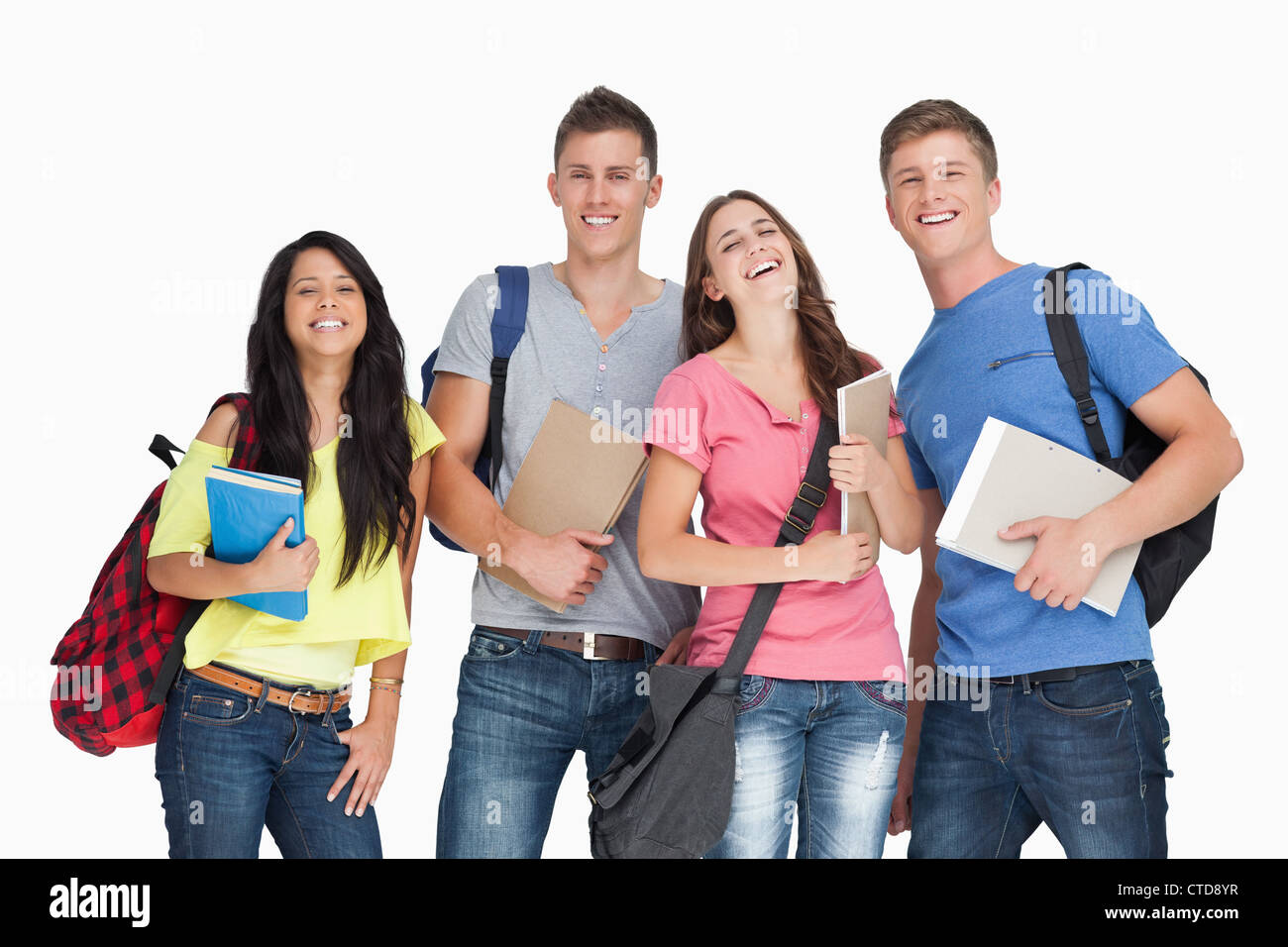 A laughing group of students as they look at the camera Stock Photo - Alamy