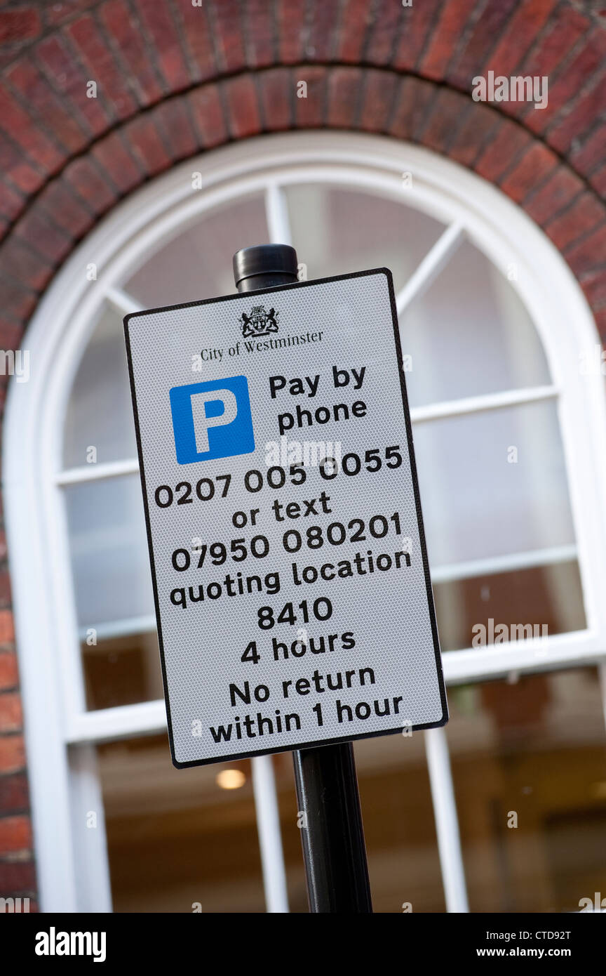 City of Westminster parking sign on a lamp post in London, England ...