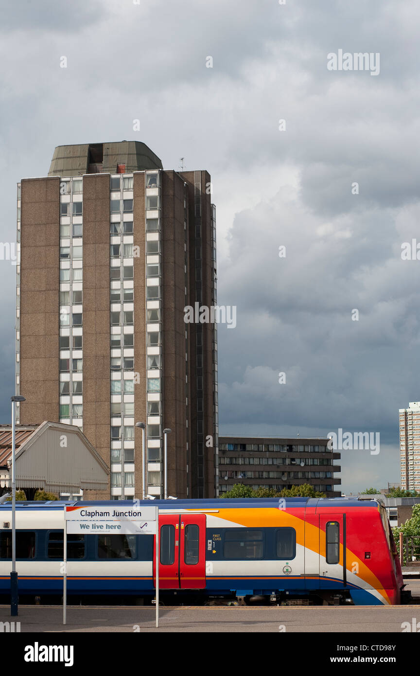 Sign on the platform of Clapham Junction, Britain's busiest railway ...