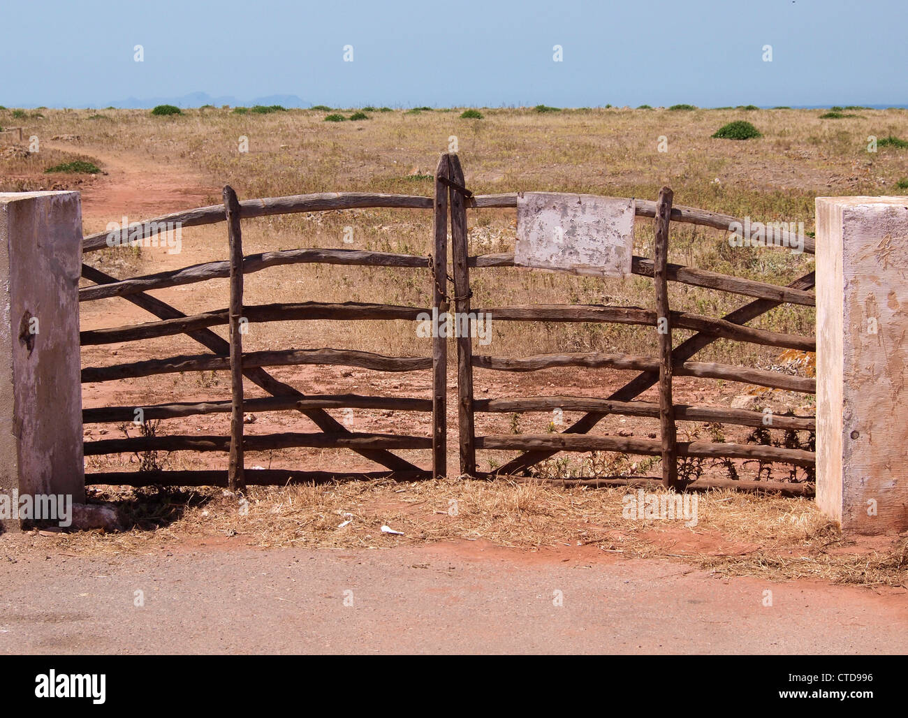 PAIR OF OLD WEATHERED WOODEN GATES TO FARM LAND, ON THE ISLAND OF ...