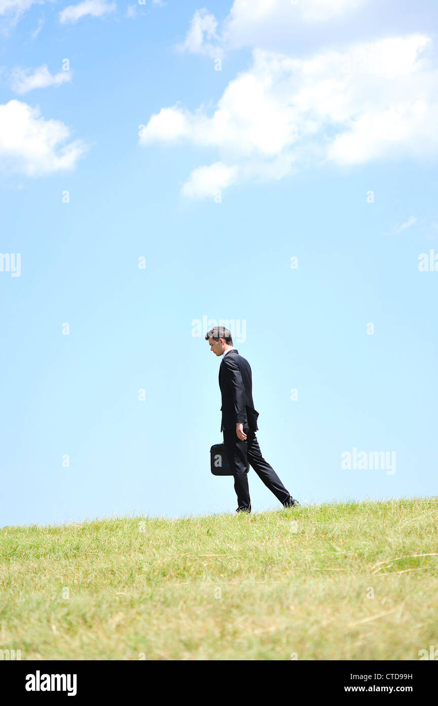 Business man walking in nature Stock Photo - Alamy