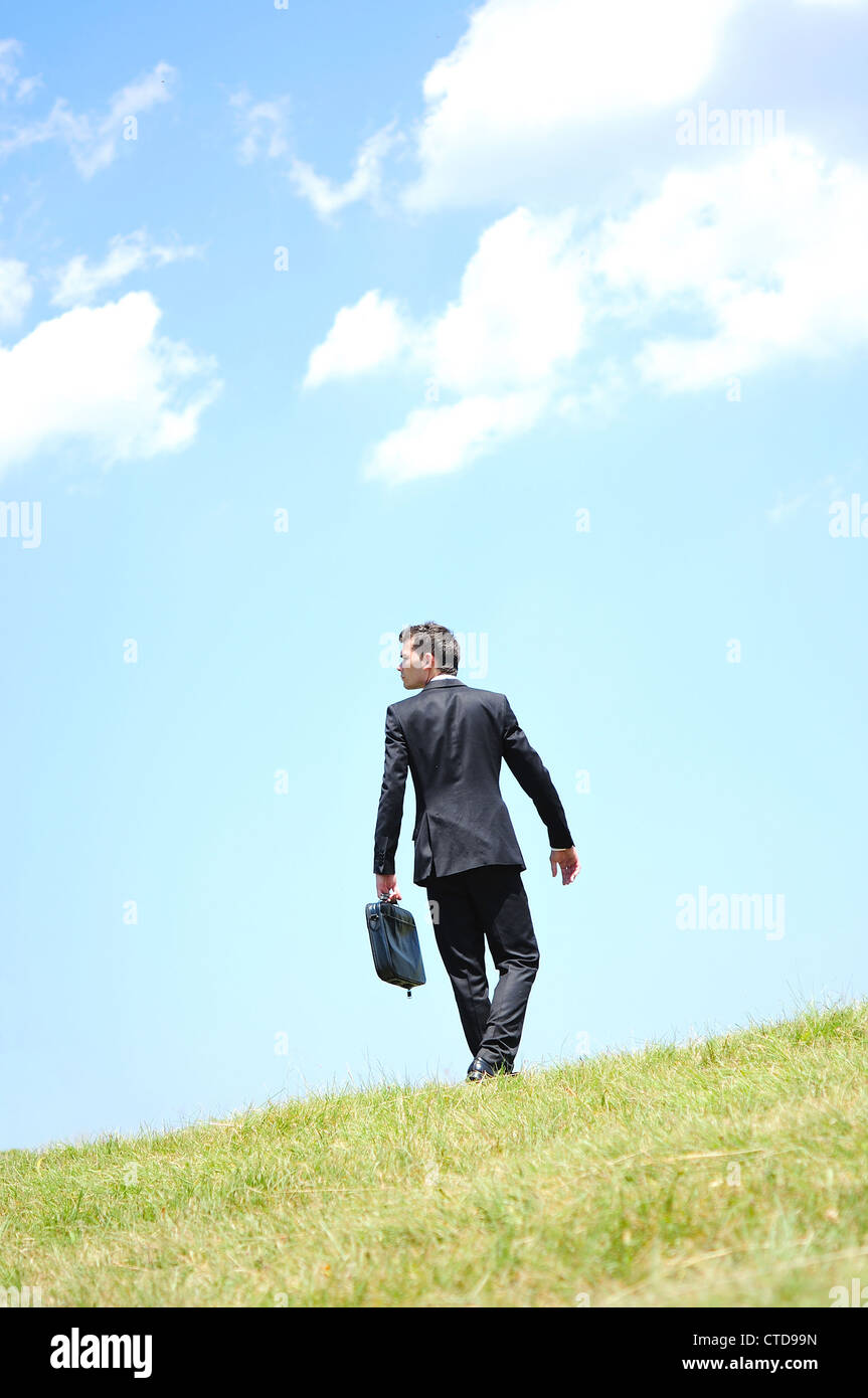 Business man walking in nature Stock Photo - Alamy