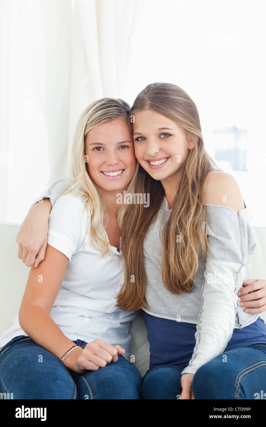 A smiling pair of sisters Stock Photo - Alamy
