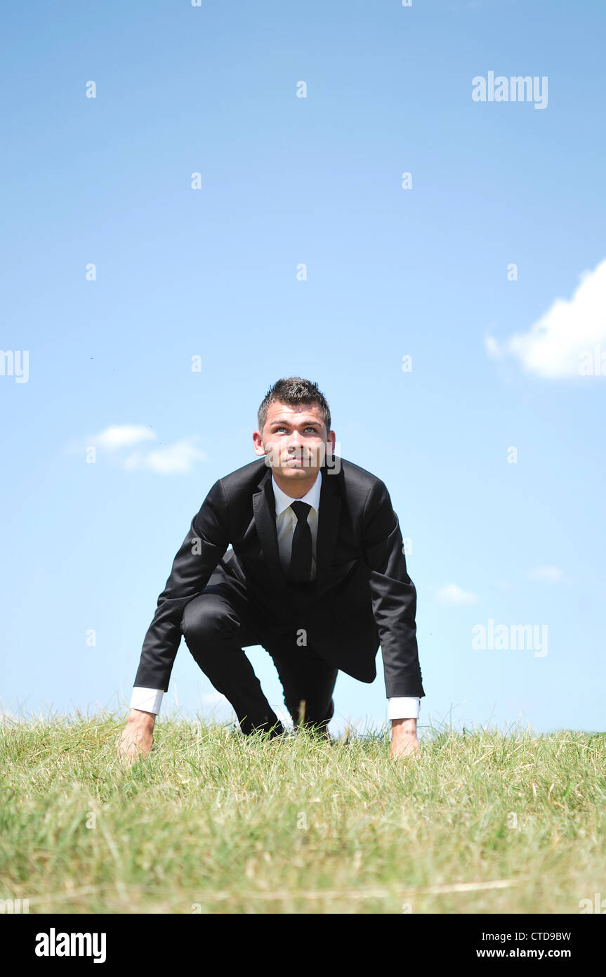 Businessman running in sunny hi-res stock photography and images - Alamy