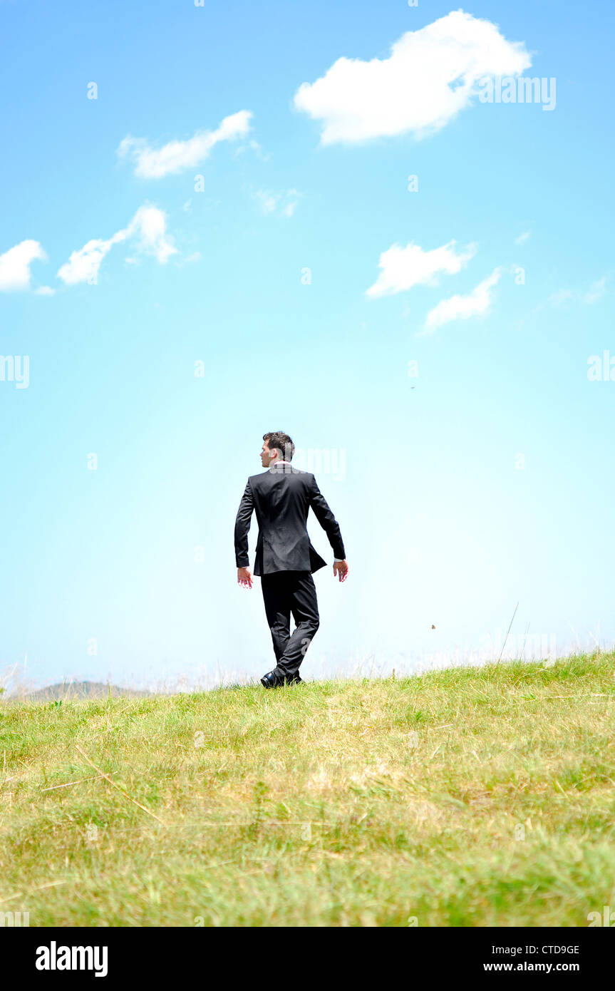 Business man standing in nature Stock Photo - Alamy