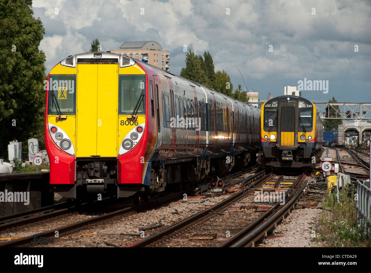 Class 458 passenger train in South West Trains livery at Clapham ...