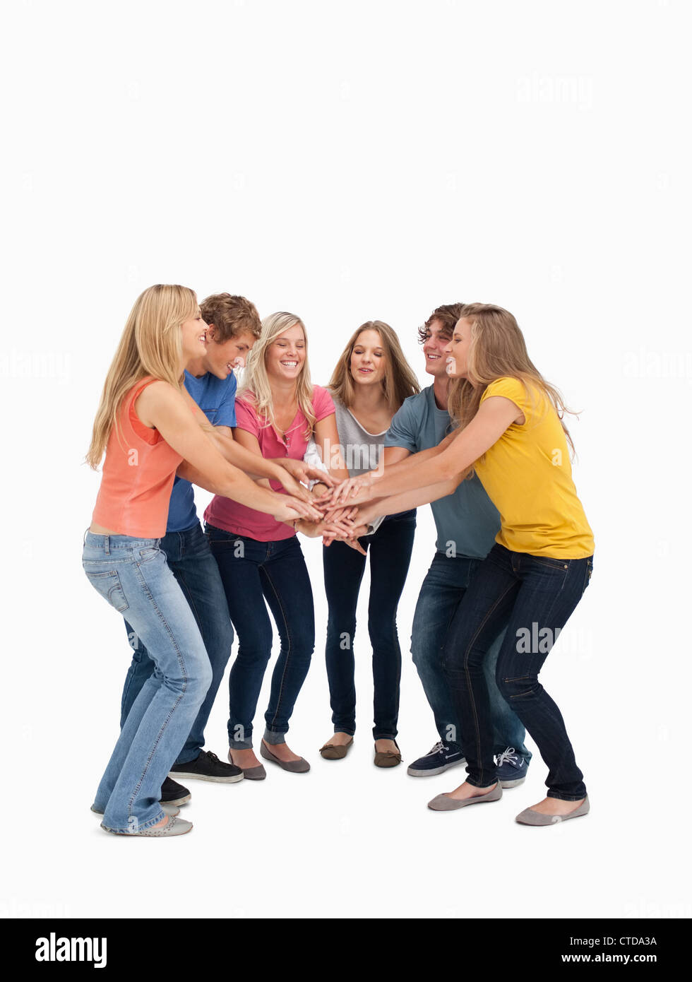 A group of friends about to cheer Stock Photo - Alamy