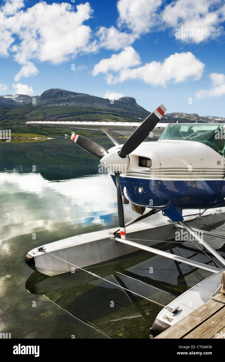 Seaplane in norway lake with mountain background Stock Photo - Alamy