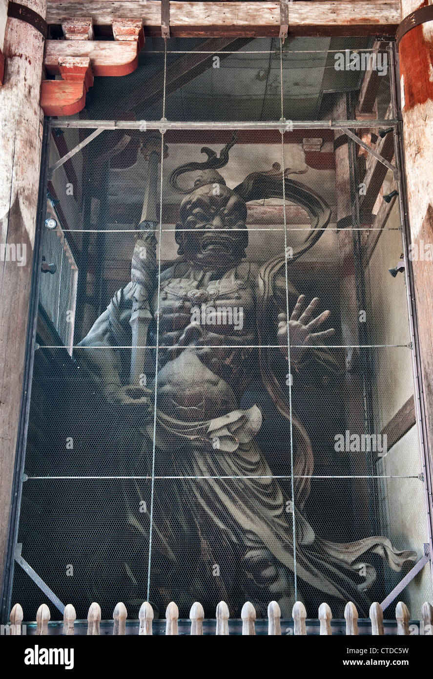 A statue of the guardian Agyo, symbolising violence, inside the ...