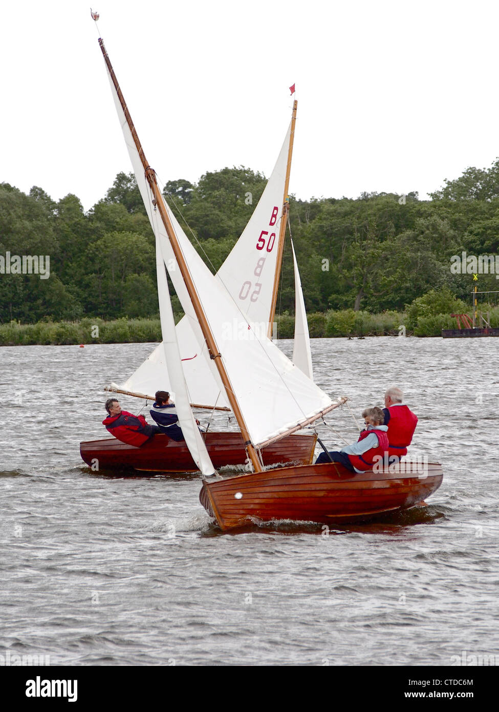 NORFOLK ONE DESIGN DINGHY TACKING WHILST COMPETING IN RACE NORFOLK ...