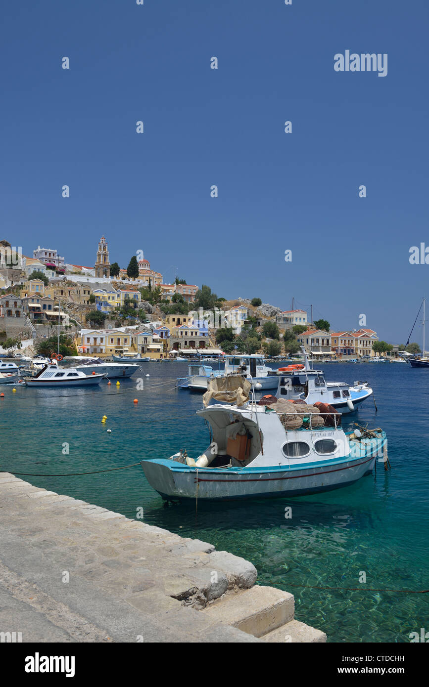 The Harani quay in the port of Yialos; Symi, Dodecanese. Greece Stock ...