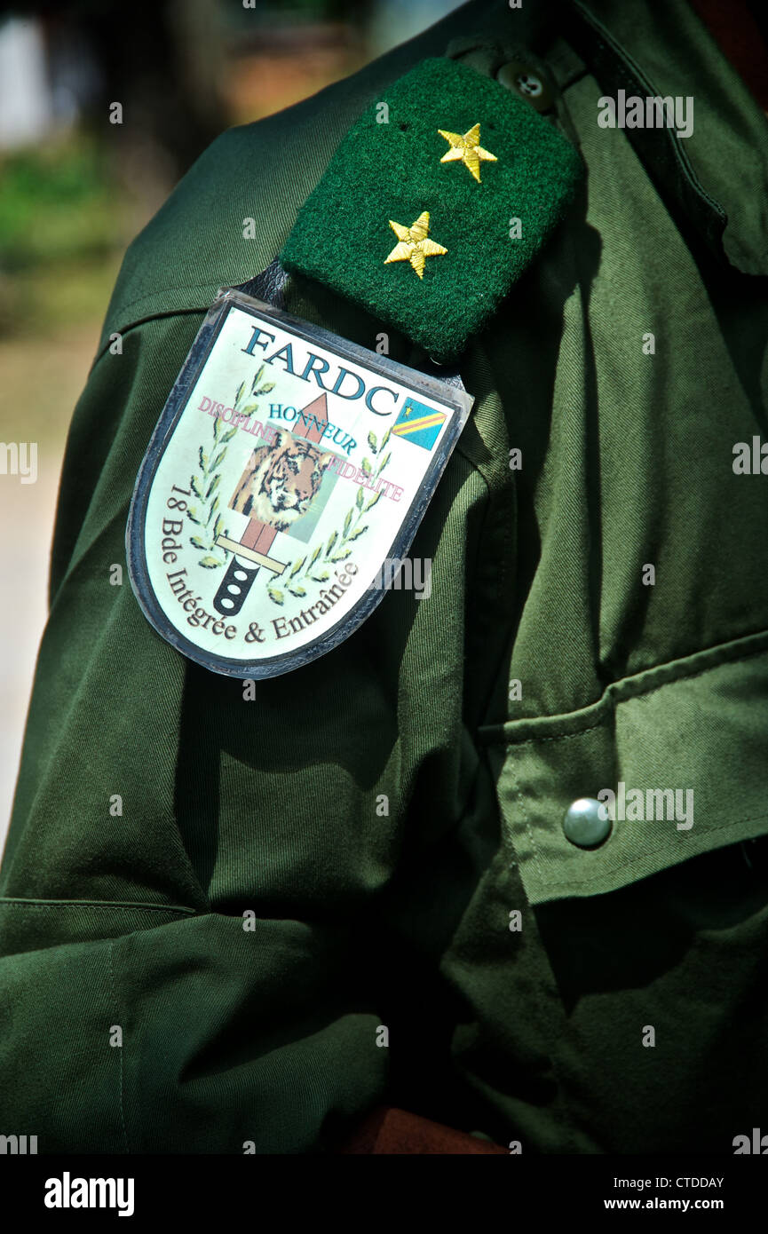 FARDC sign on a Congolese soldier, FARDC, Mushake, Democratic Republic ...