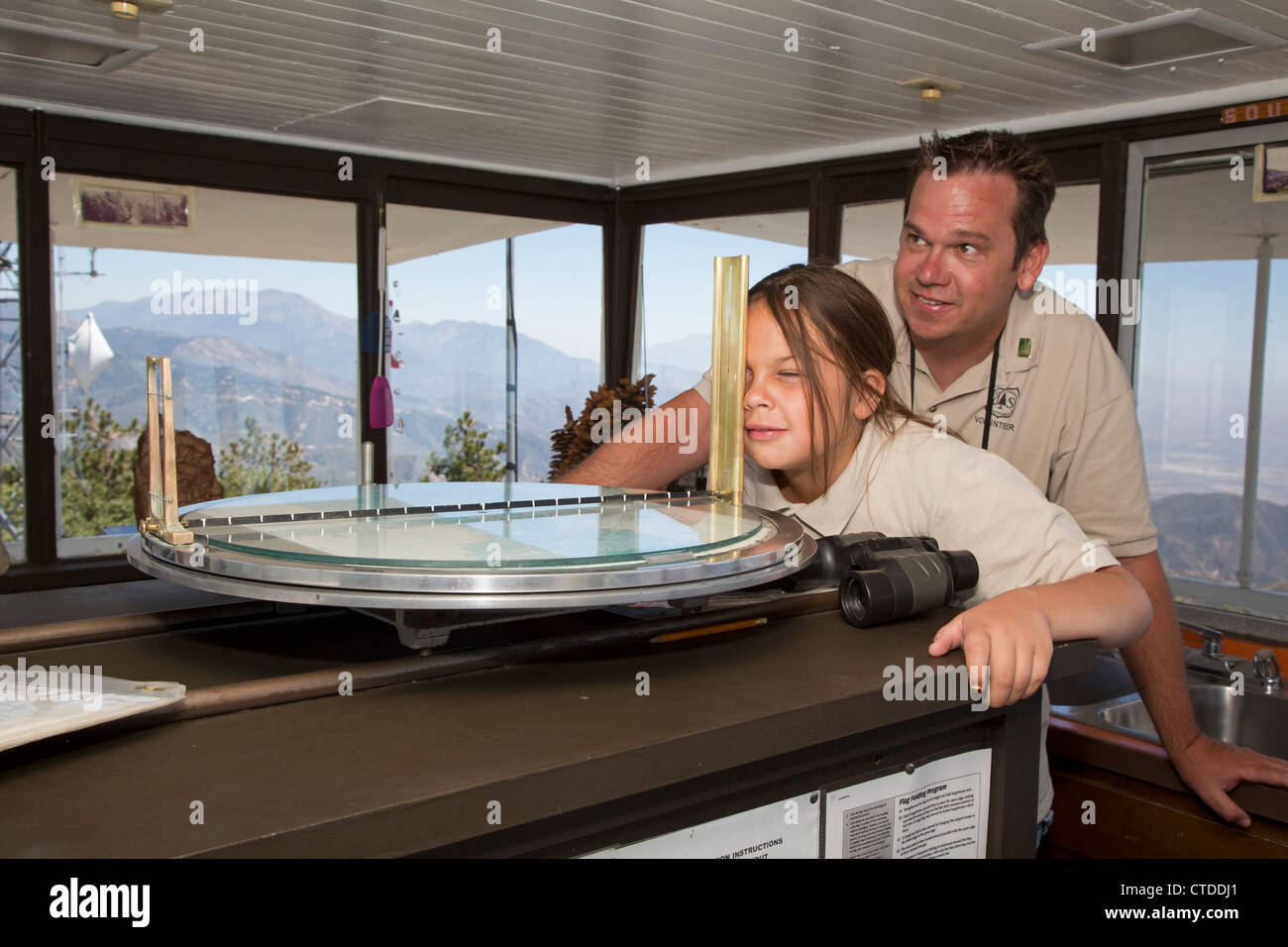 Volunteer Lookouts at U.S. Forest Service Fire Tower Stock Photo - Alamy