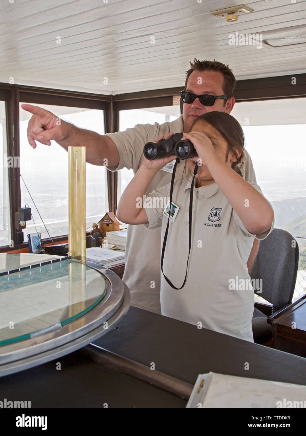 Volunteer Lookouts at U.S. Forest Service Fire Tower Stock Photo - Alamy