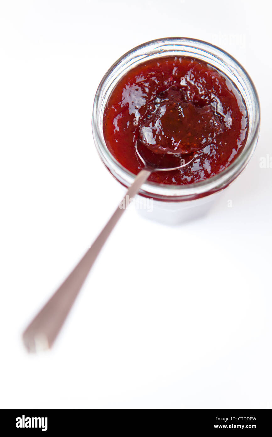Jar of jam ready to eat Stock Photo - Alamy