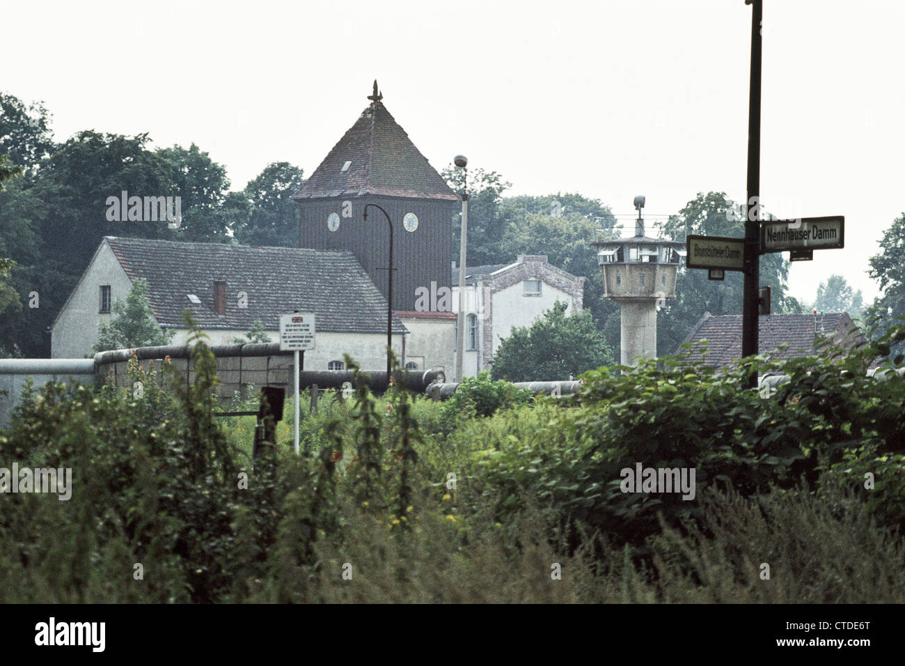 The Berlin Wall Region and the village church at Staaken, West Berlin ...