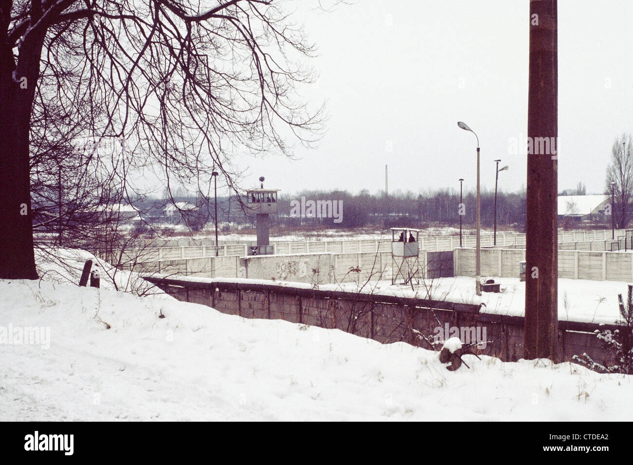 Winter at The Berlin Wall Region Staaken, West Berlin in snow 1981 ...