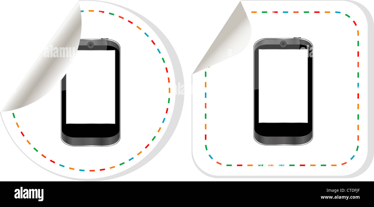 Mobile phone set. Stickers label tag icons set Stock Photo - Alamy