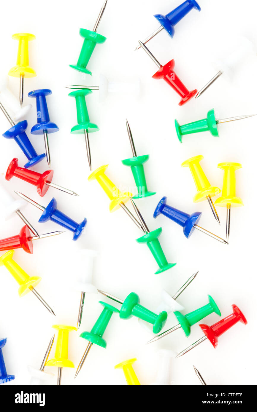 Close up of large group of multi coloured pushpins Stock Photo - Alamy