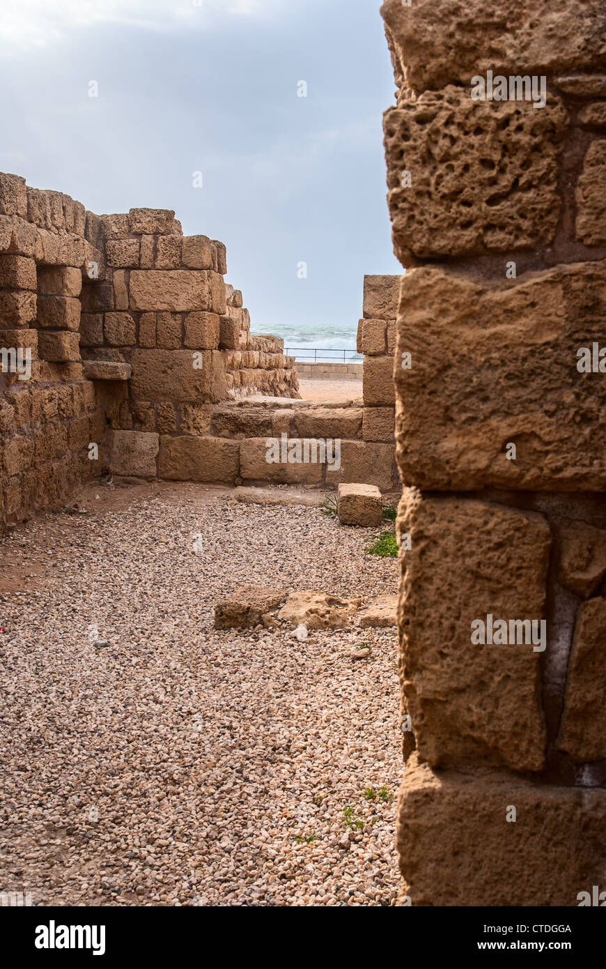 Ruins of the ancient Romanian harbor, Caesarea, Israel Stock Photo - Alamy