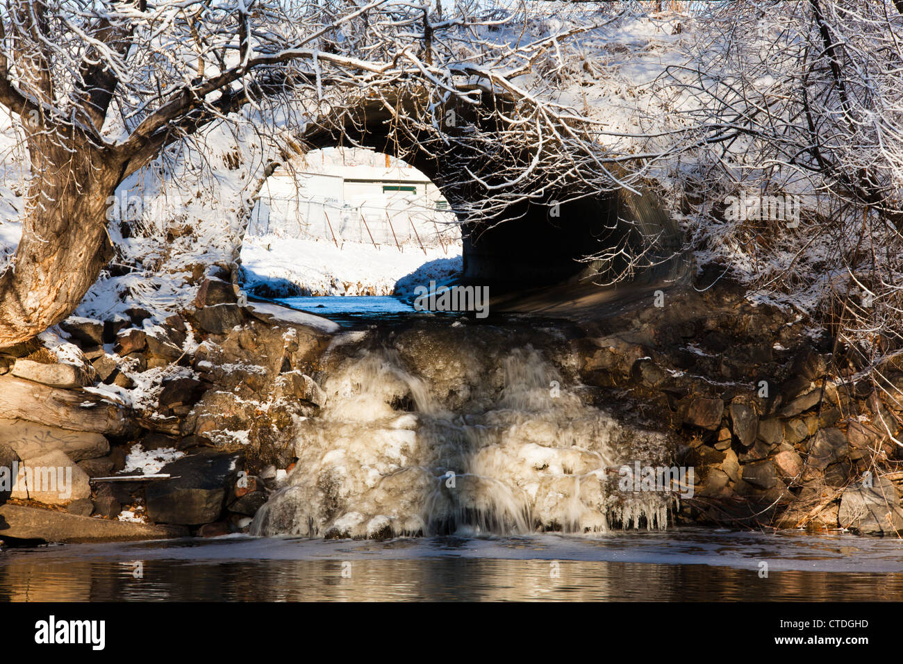 A drain along the South Platte River in Denver, Colorado Stock Photo ...