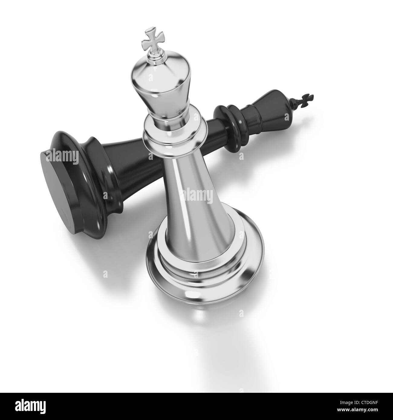 Check mate chess pieces with white over black king Stock Photo - Alamy