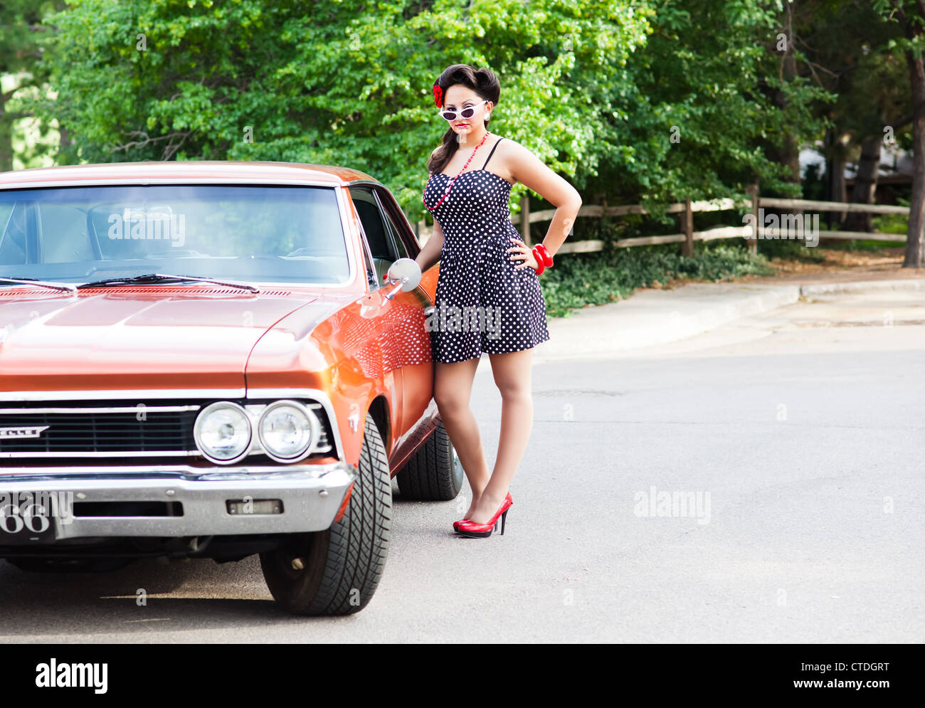 Hispanic woman with 1966 Chevrolet Chevelle Stock Photo - Alamy