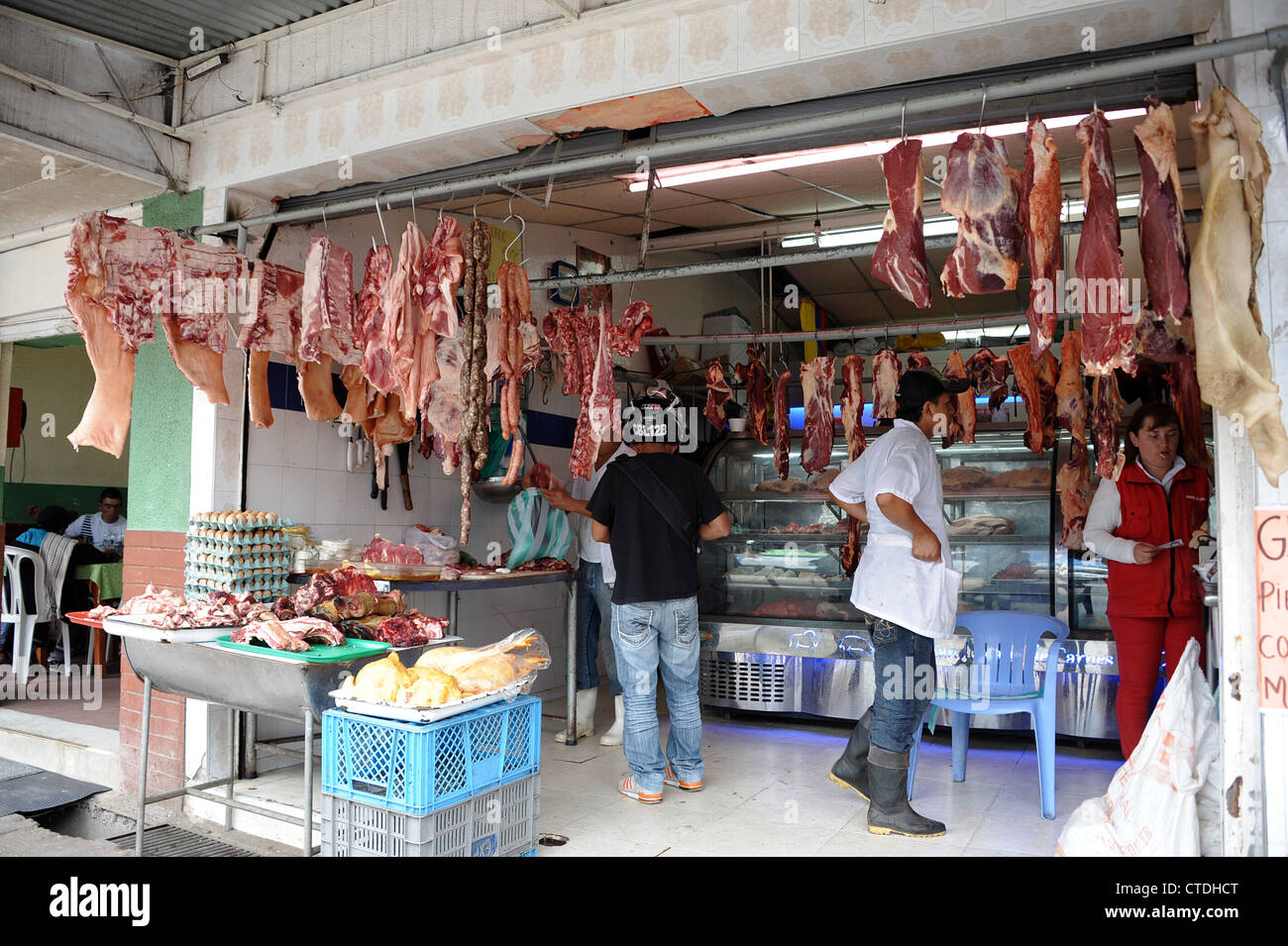 Butcher's shop in the market at Fusagasuga, Colombia, South America ...