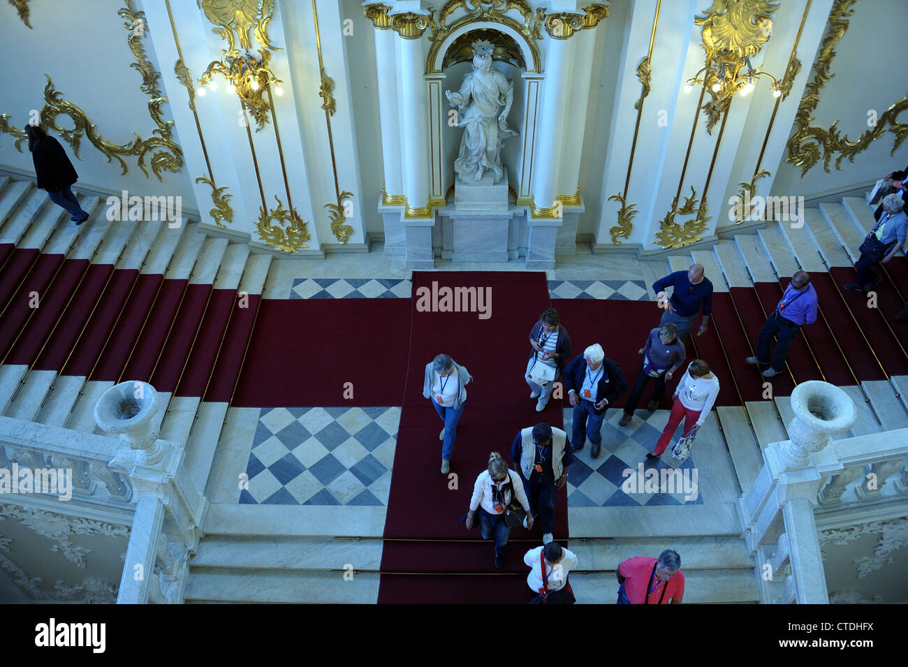 Rastrelli's ornate Jordan Staircase of the Winter Palace in St ...