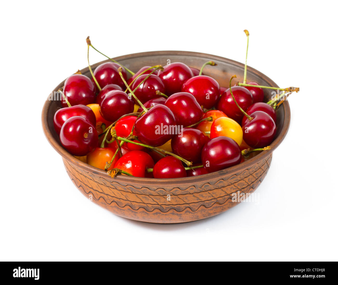 Bowl of cherries on white Stock Photo - Alamy