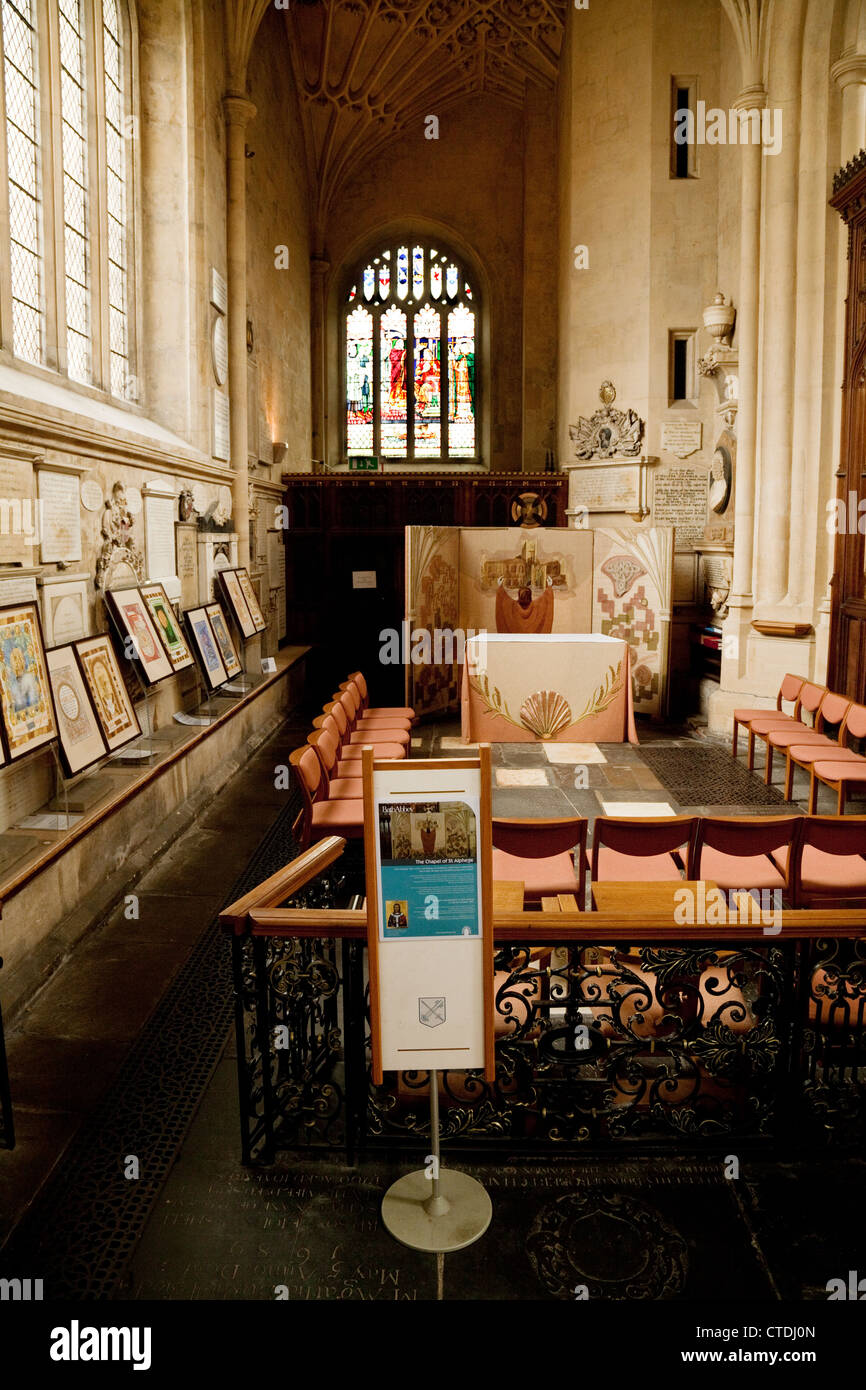 The St. Alphege Chapel, with the Edgar window, Bath Abbey Somerset UK ...