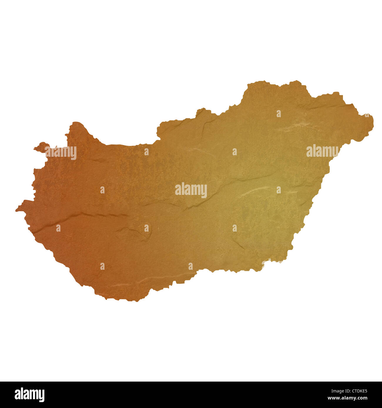 Textured map of Hungary map with brown rock or stone texture, isolated ...