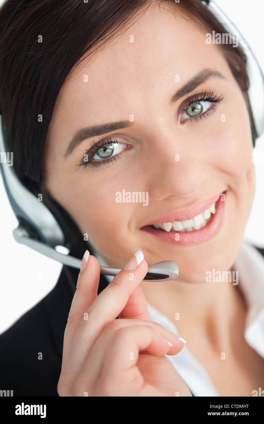 Beautiful woman with headset Stock Photo - Alamy
