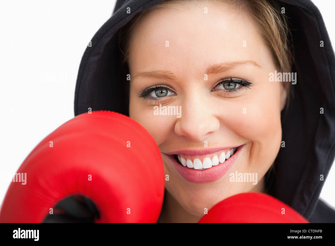 Woman smiling boxing Stock Photo - Alamy